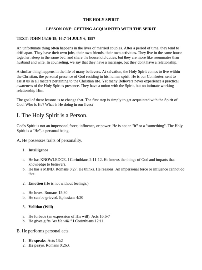 1 - Getting Acquainted With The Spirit | PDF | Holy Spirit | Trinity
