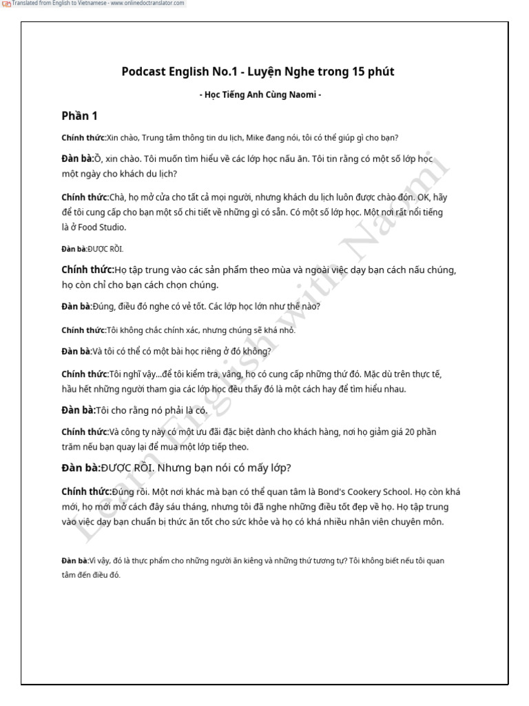 Podcast English No.1 - Listening Practice in 15 Minutes .En - VI | PDF