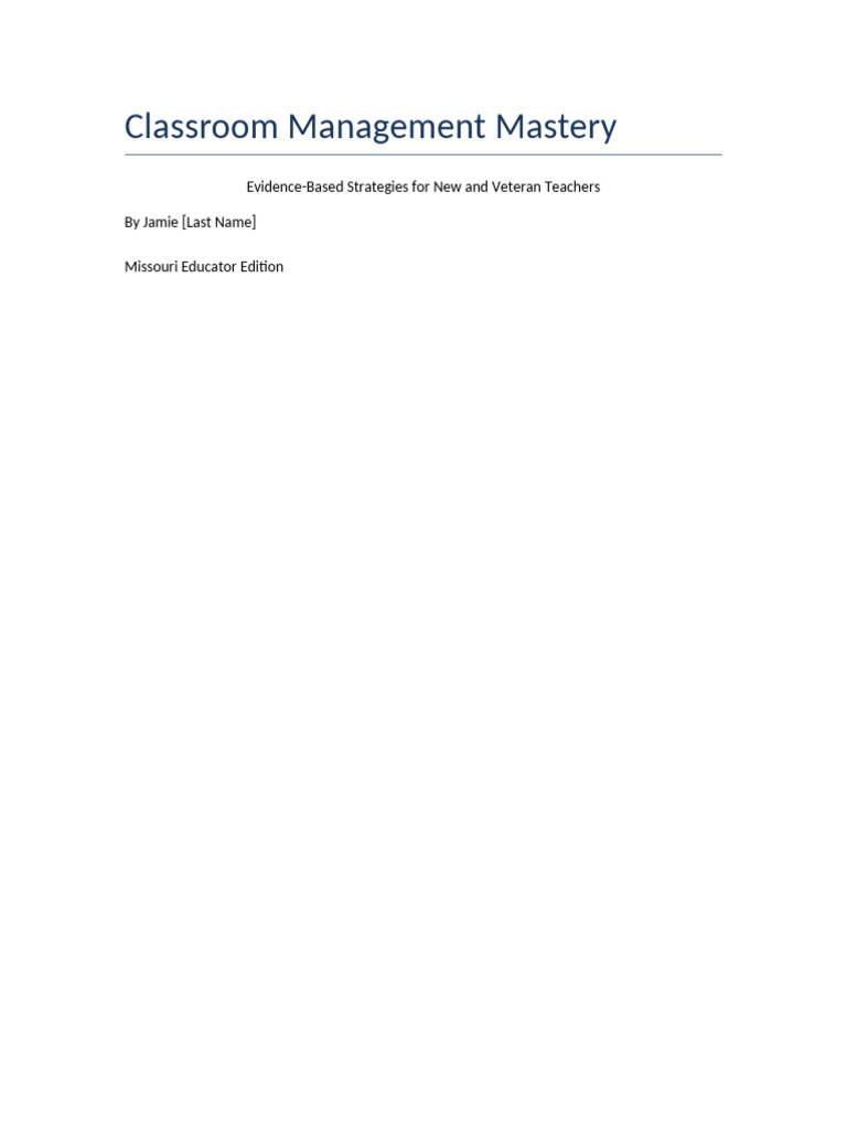 Classroom Management Mastery Updated Ch3 2 | PDF | Classroom Management ...