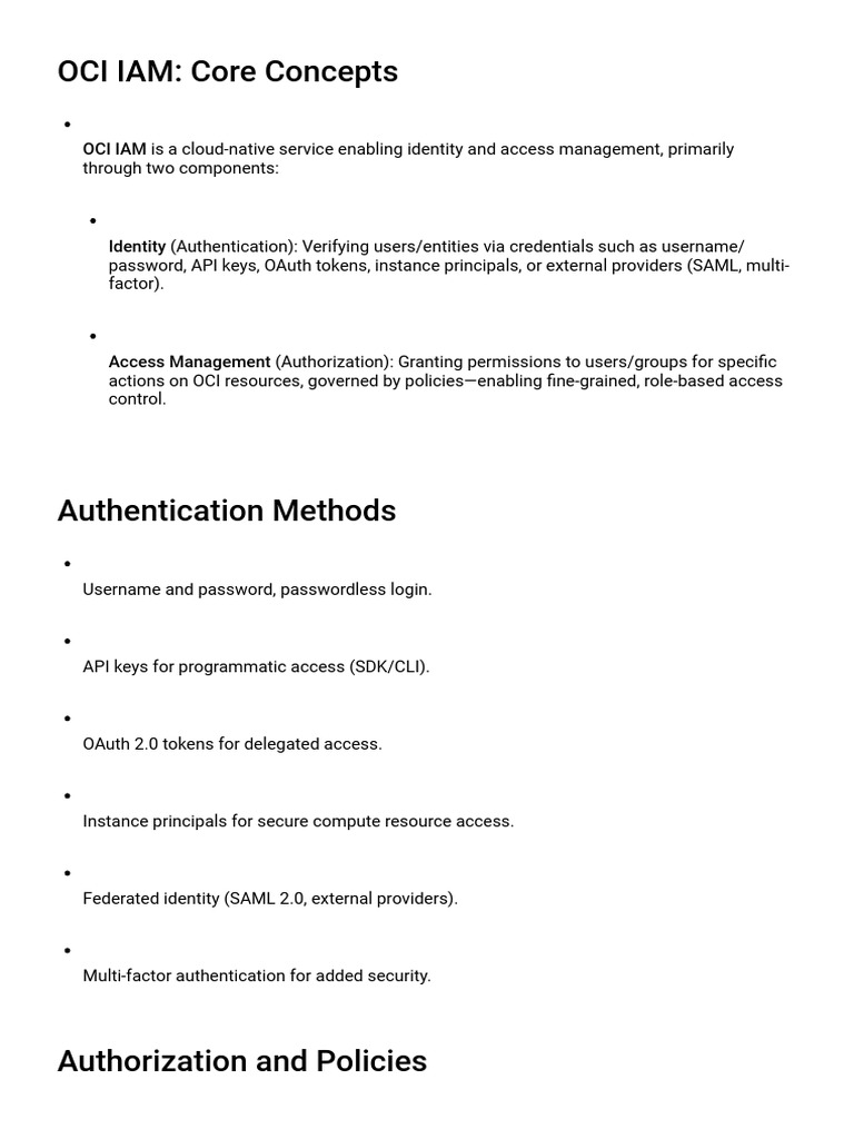 OCI IAM: Identity & Access Management Guide | PDF