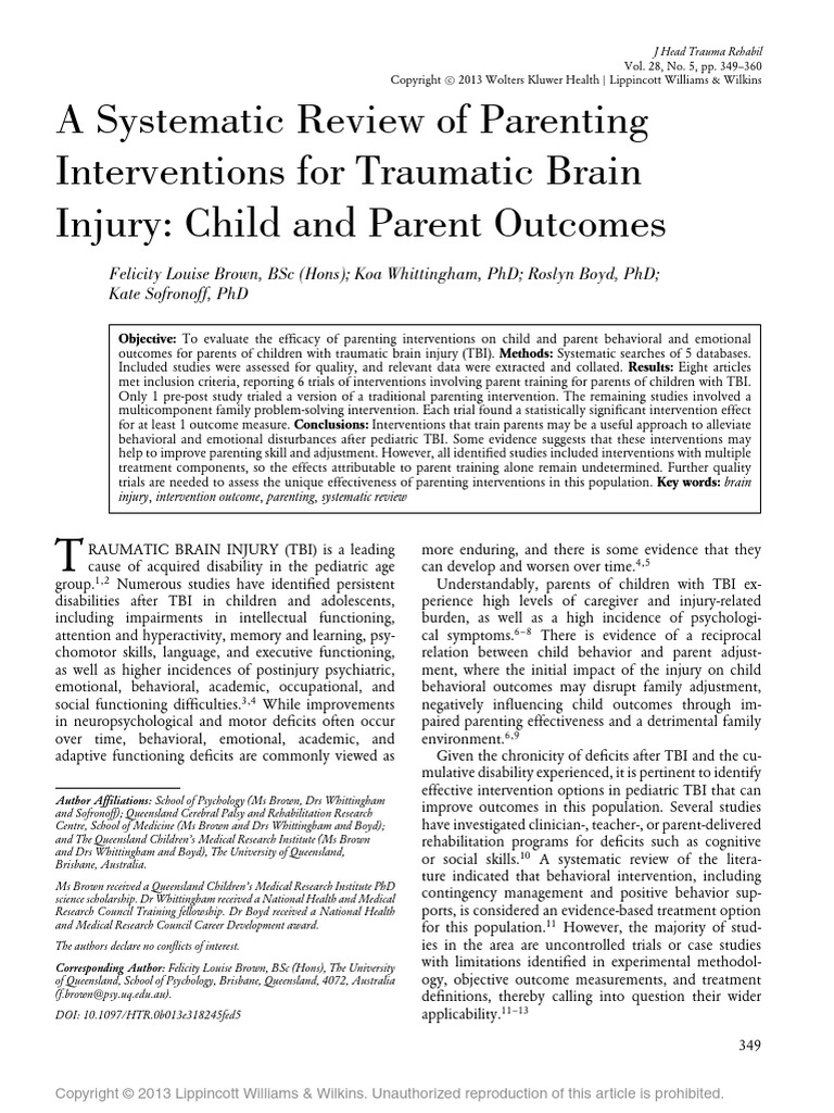 A Systematic Review of Parenting Interventions For.2 | PDF | Traumatic ...