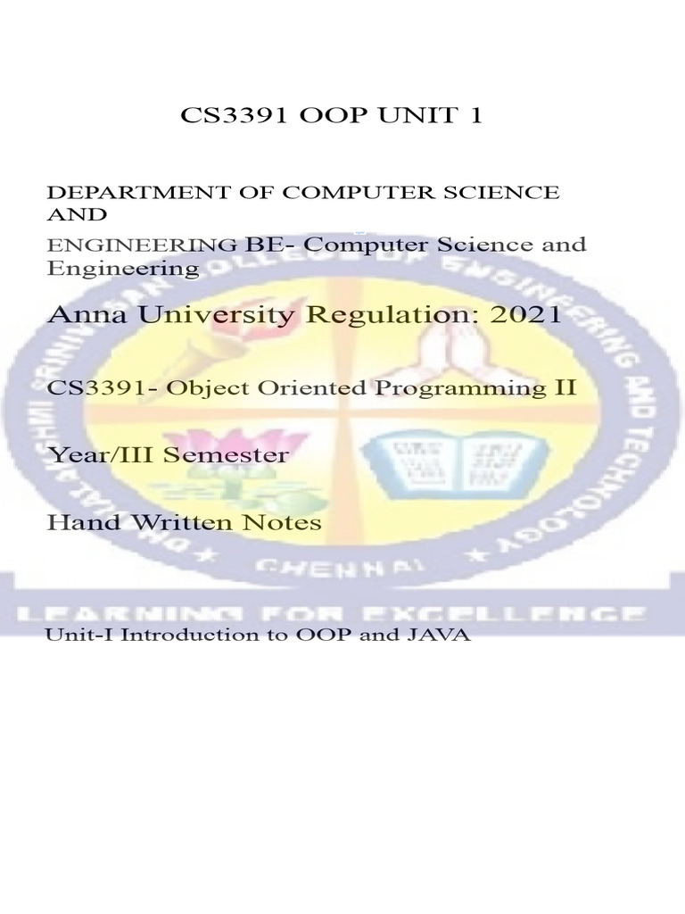 OOP UNIT 1 | PDF