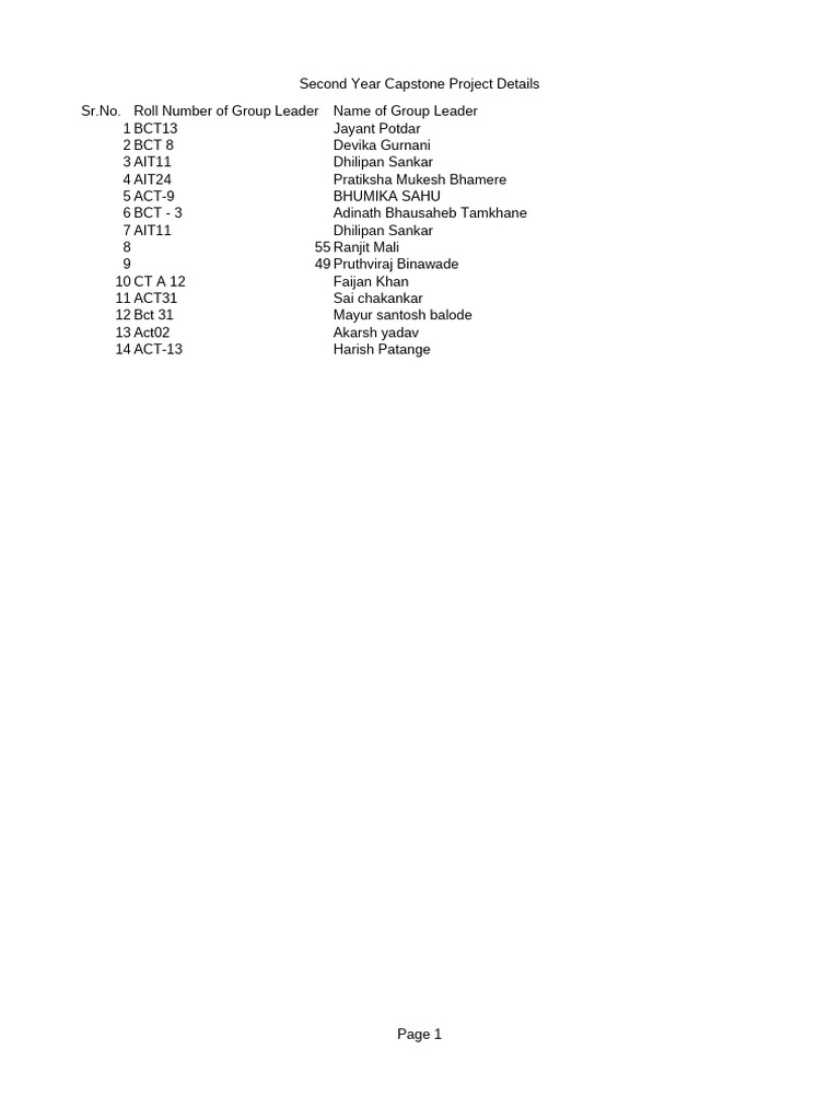 Second Year Capstone Project Details | PDF