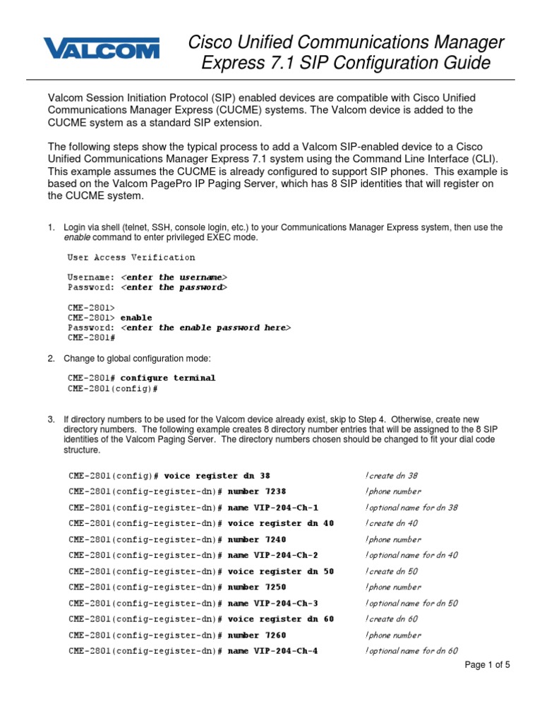 Cisco SIP Device Setup Guide | PDF | Session Initiation Protocol | Port (Computer Networking)