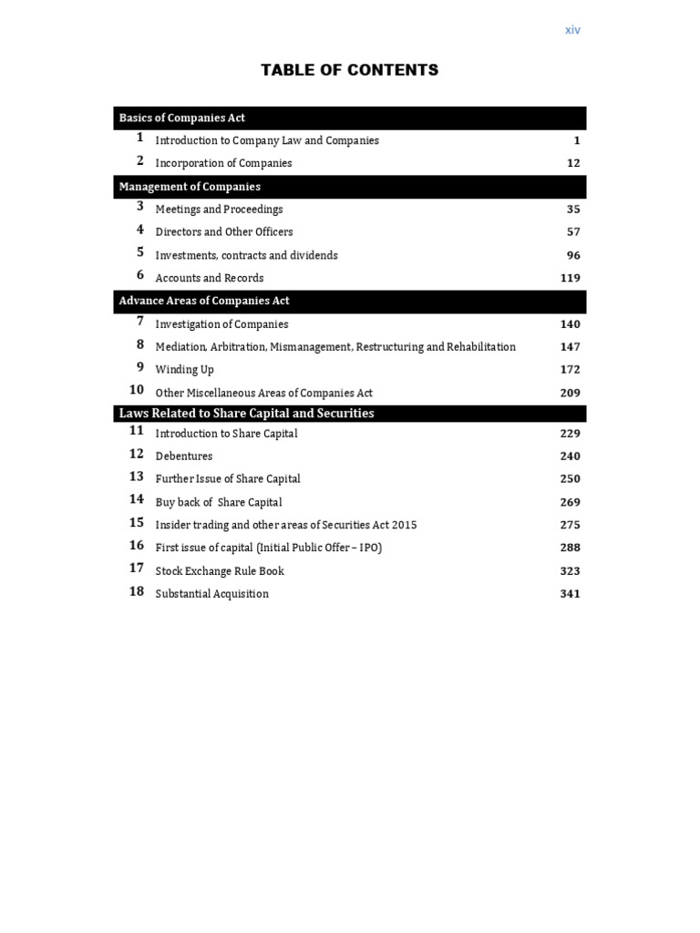 4.table of Contents & Caveats | PDF | Business | Private Law