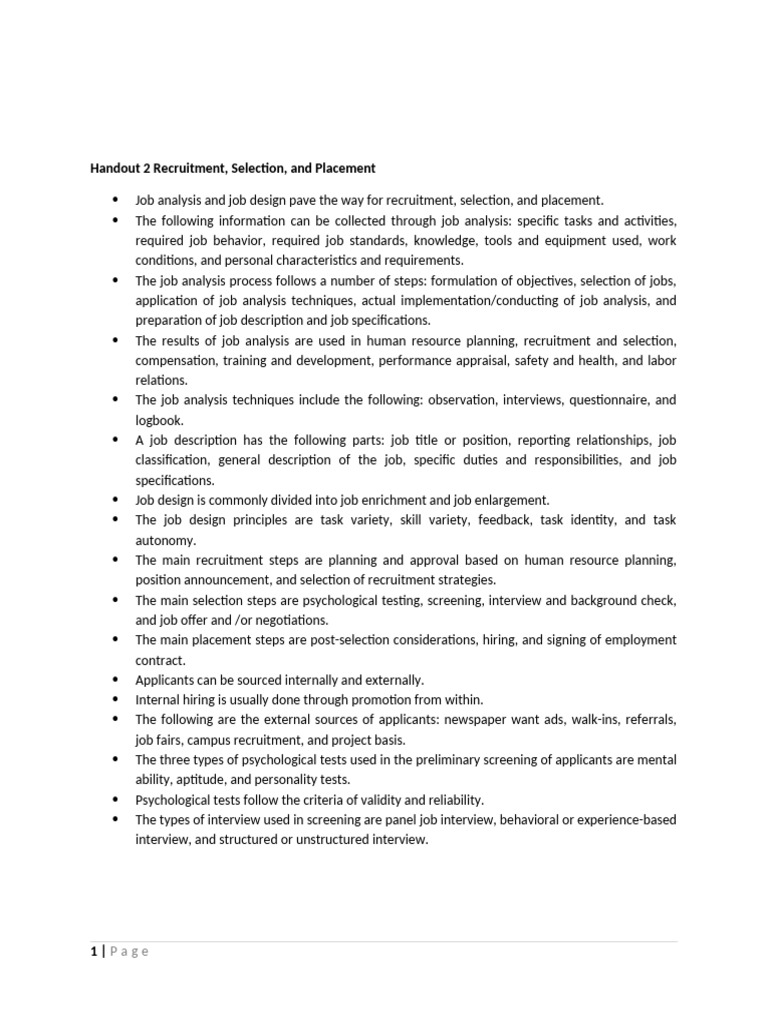 Recruitment and Job Analysis Guide | PDF | Recruitment | Employment