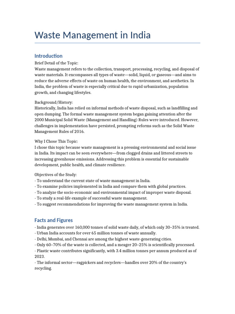 Waste Management in India Updated | PDF | Waste Management | Waste