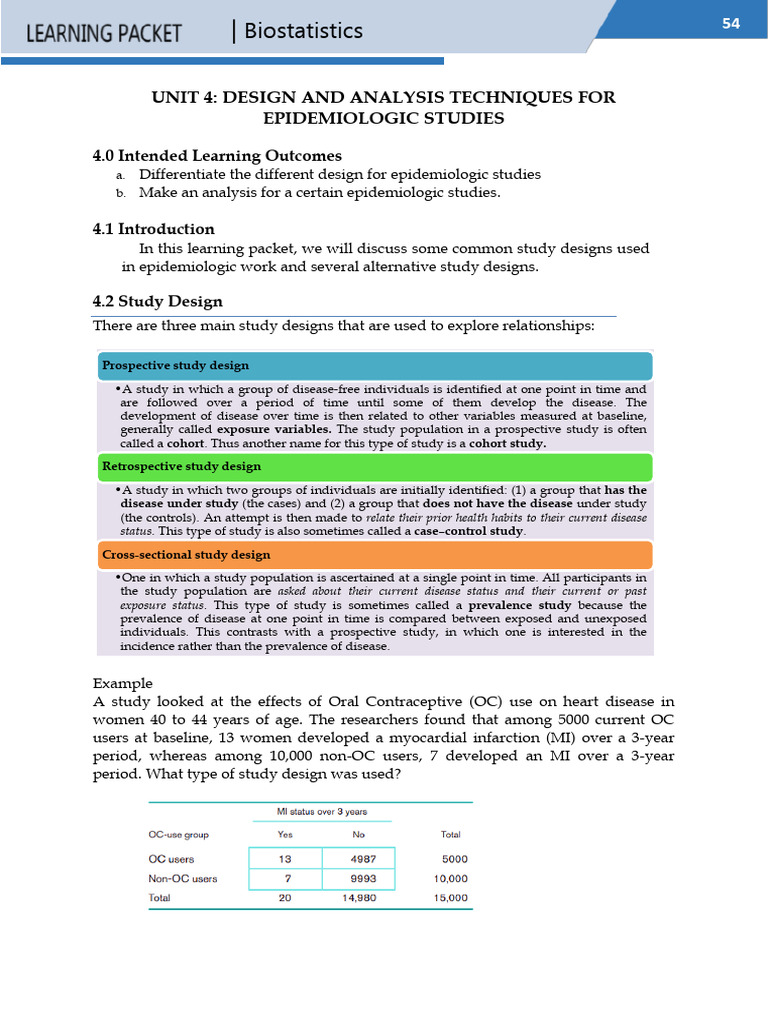 LP4 Study-Design Biostatistics | PDF | Cohort Study | Epidemiology