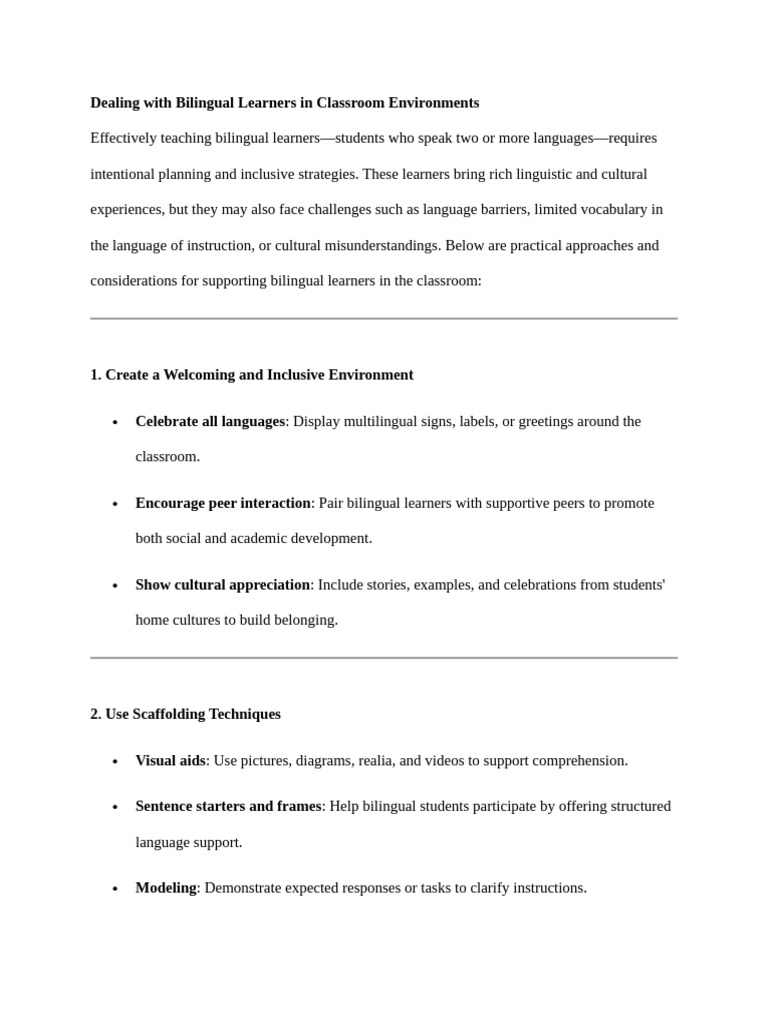 Strategies for Teaching Bilingual Learners | PDF | Multilingualism ...