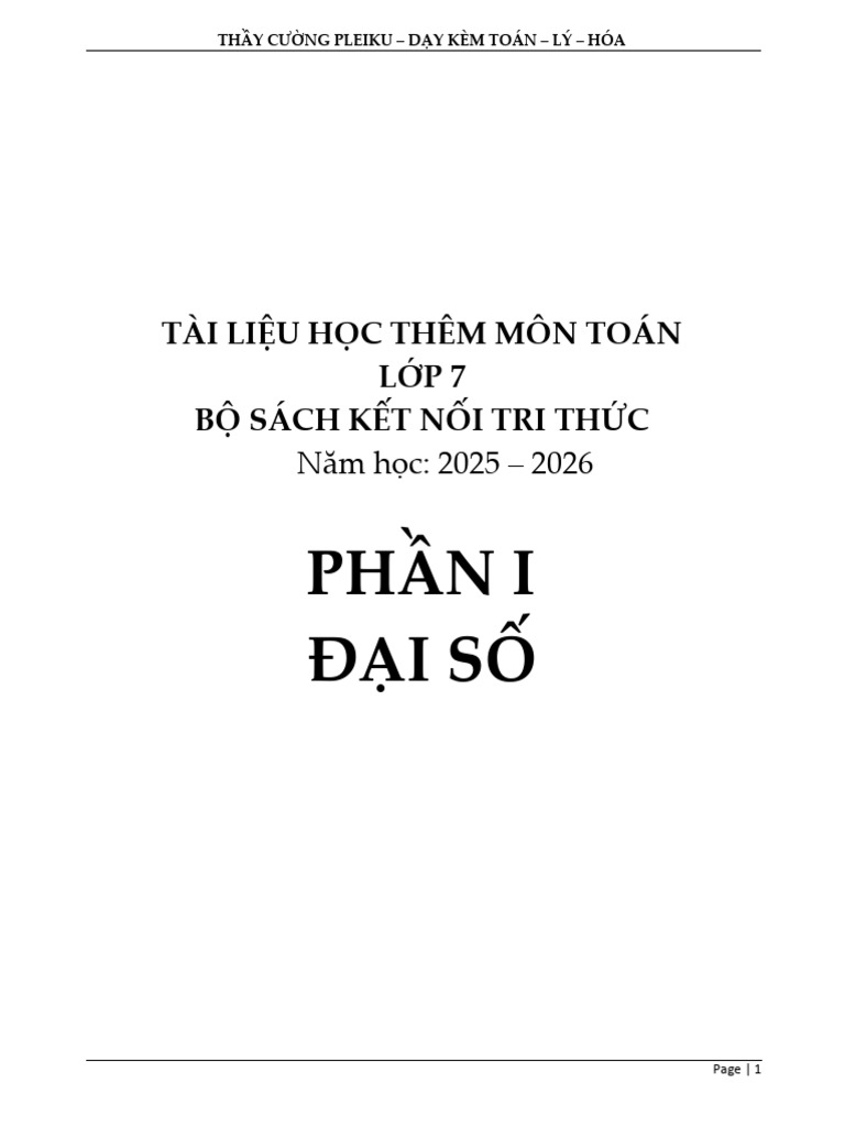 Tai Lieu Hoc Them Mon Toan 7 Sach Ket Noi Tri Thuc Voi Cuoc Song Hoc Ki 1 | PDF