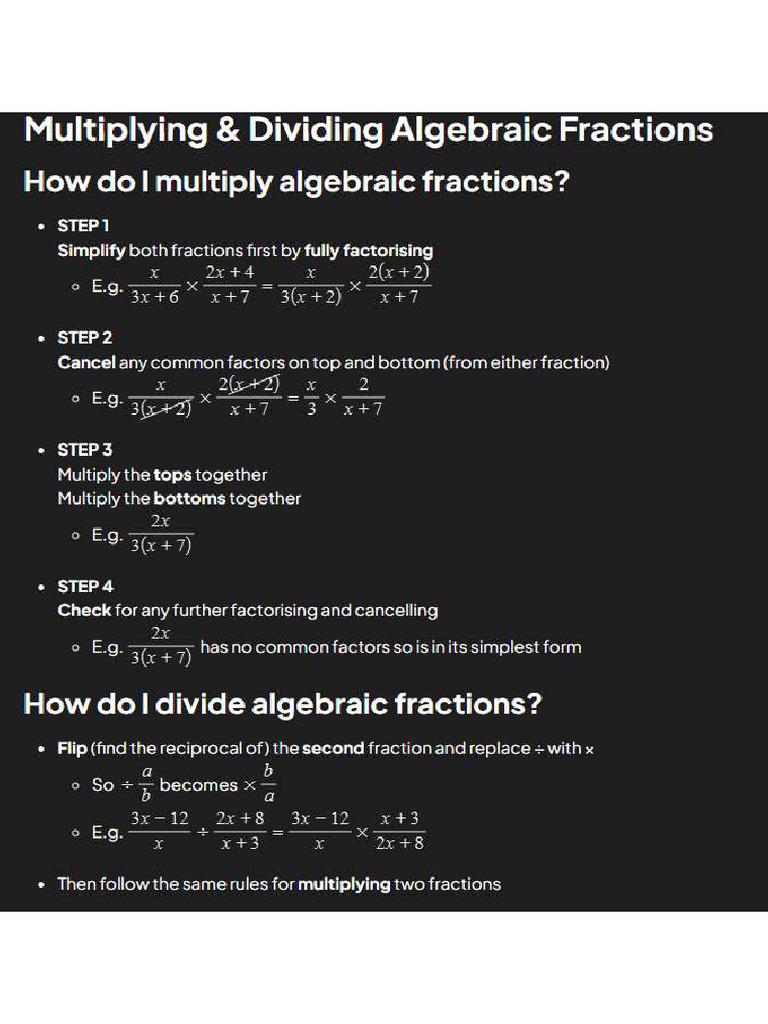 Algebratic Fractions | PDF