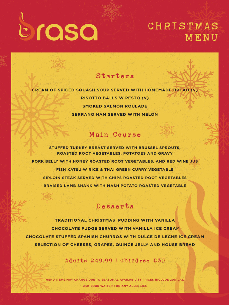 Frankie and Benny's Xmas Menu 2023 | PDF