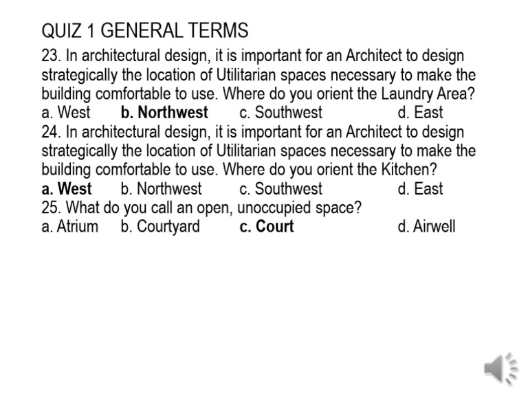 Architectural Design Quiz on Space Orientation | PDF