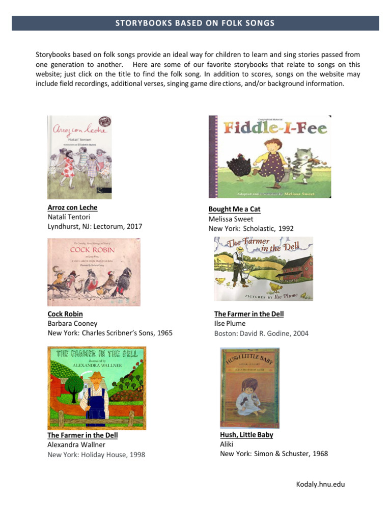 Folk Song Storybooks for Kids | PDF | Publishing Companies Of North ...