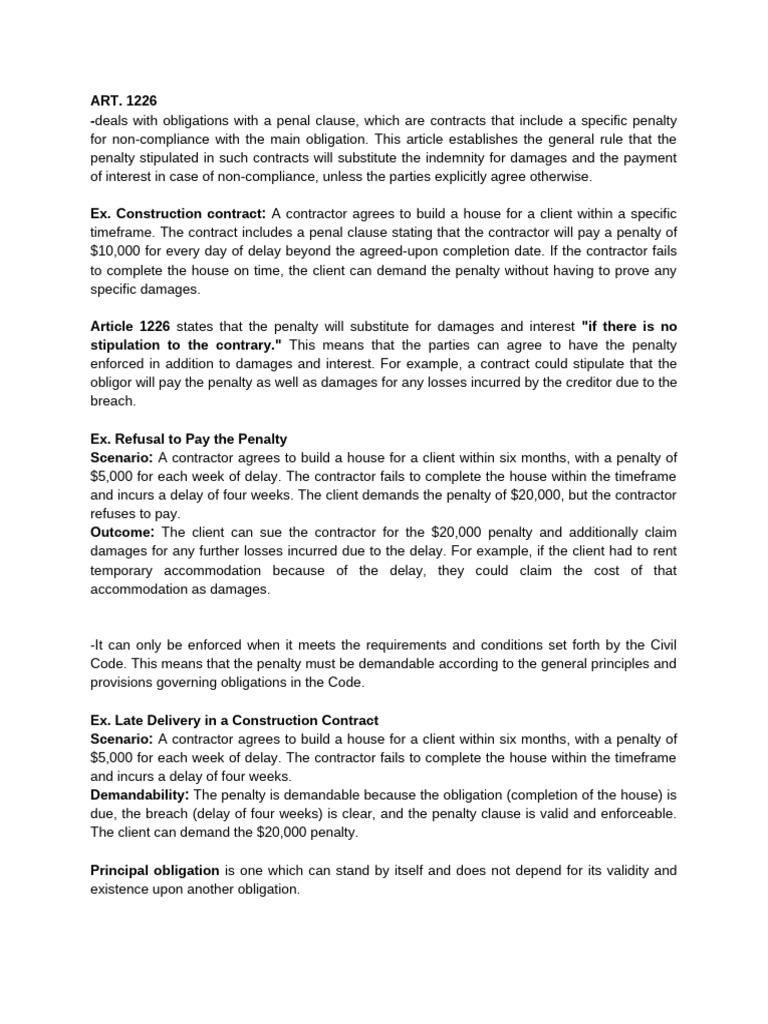 Construction Delay Penalty Clause Explained | PDF | Loans | Damages