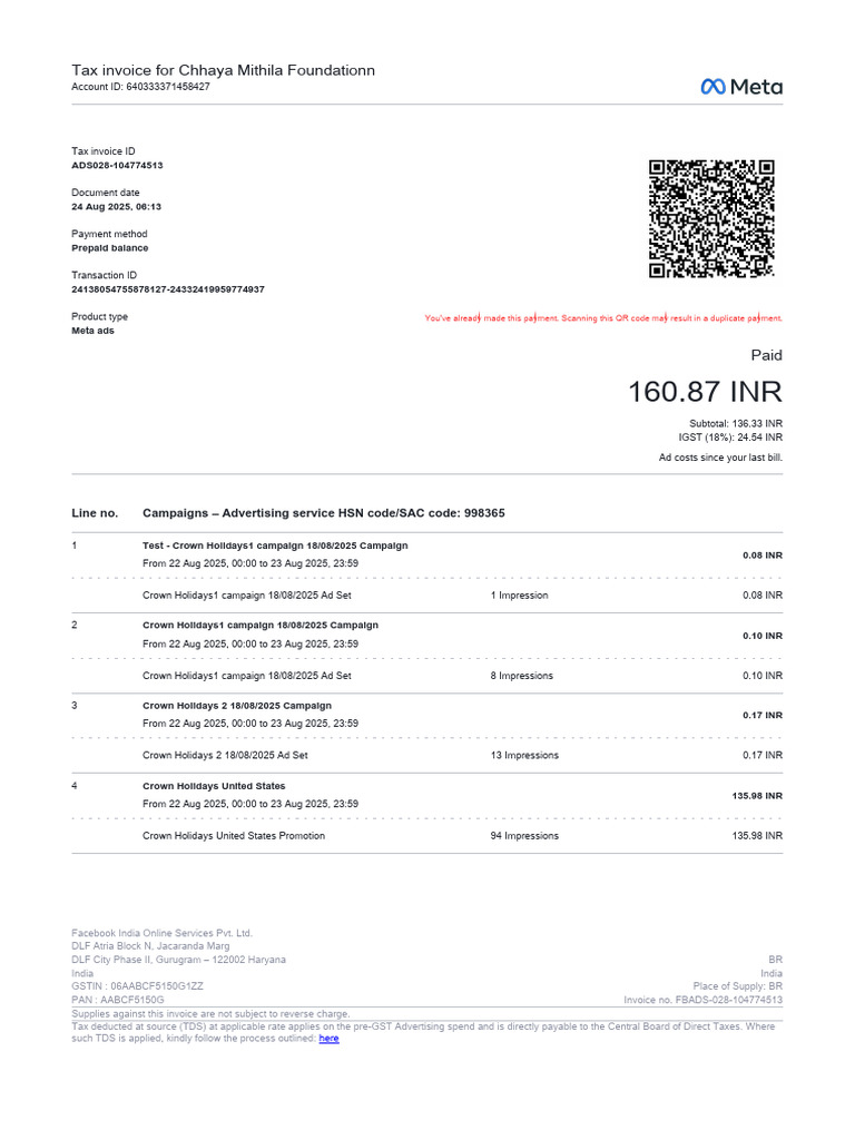 2025-08-24T06-13 Tax Invoice #27 | PDF | Invoice | Taxation