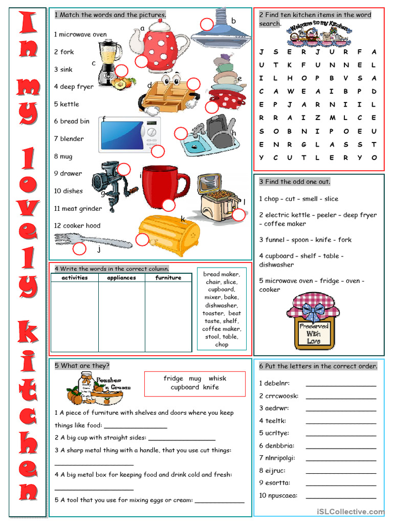 Kitchen Vocabulary Exercises | PDF | Oven | Home Appliance