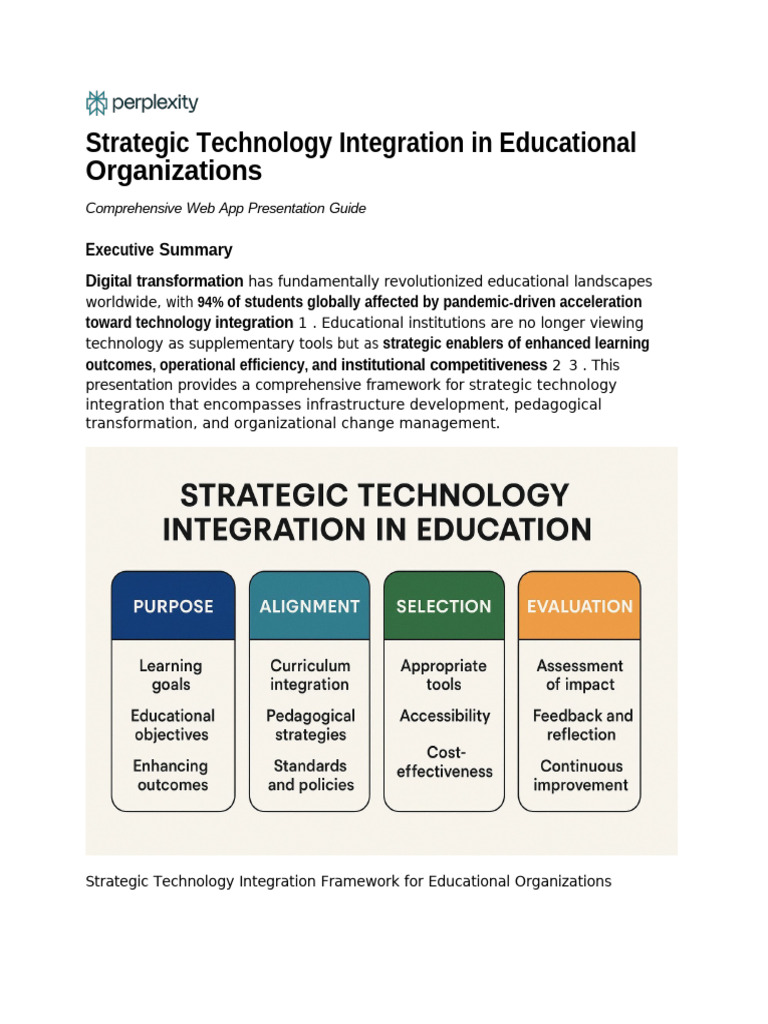 Strategic Technology Integration in Educational or | PDF | Educational ...