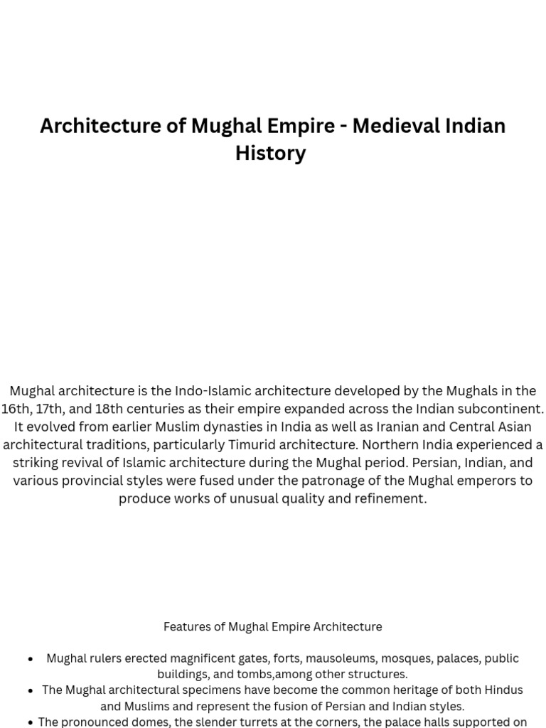 Architecture of Mughal Empire - Medieval Indian History PDF | PDF ...