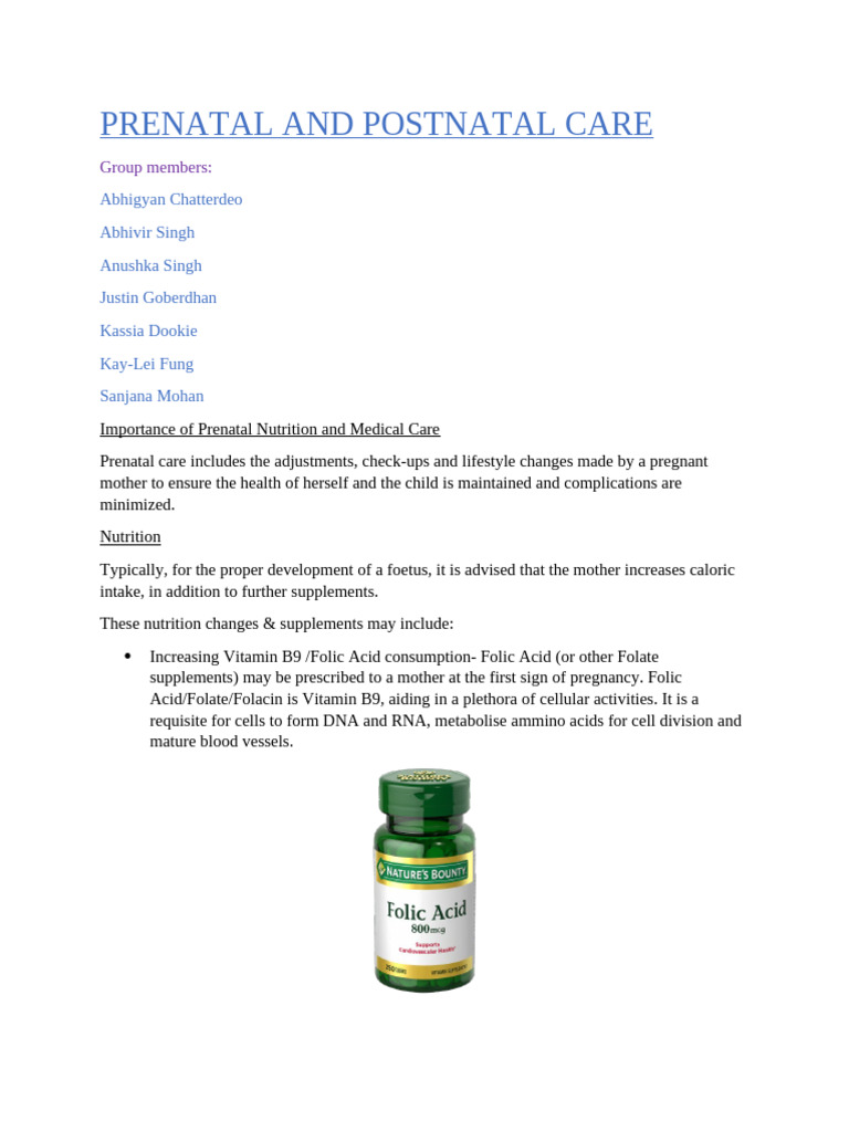 Prenatal and Postnatal Care Guide | PDF | Postpartum Period | Pregnancy