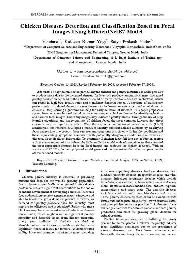Chicken Diseases Detection and Classification Based On Fecal | PDF ...