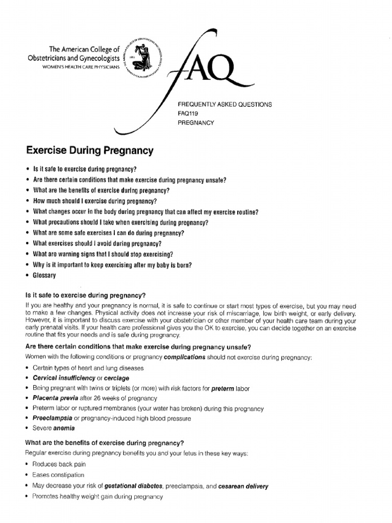 ACOG Exercise in Pregnancy | PDF