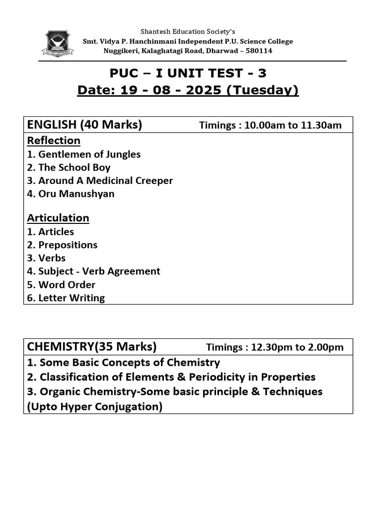 PU 1 UT Syllabus | PDF