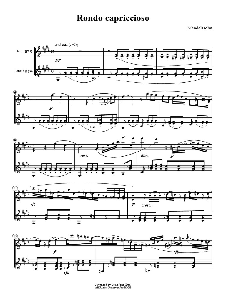 Mendelssohn's Rondo Capriccioso Score | PDF | Poetics | Musicology