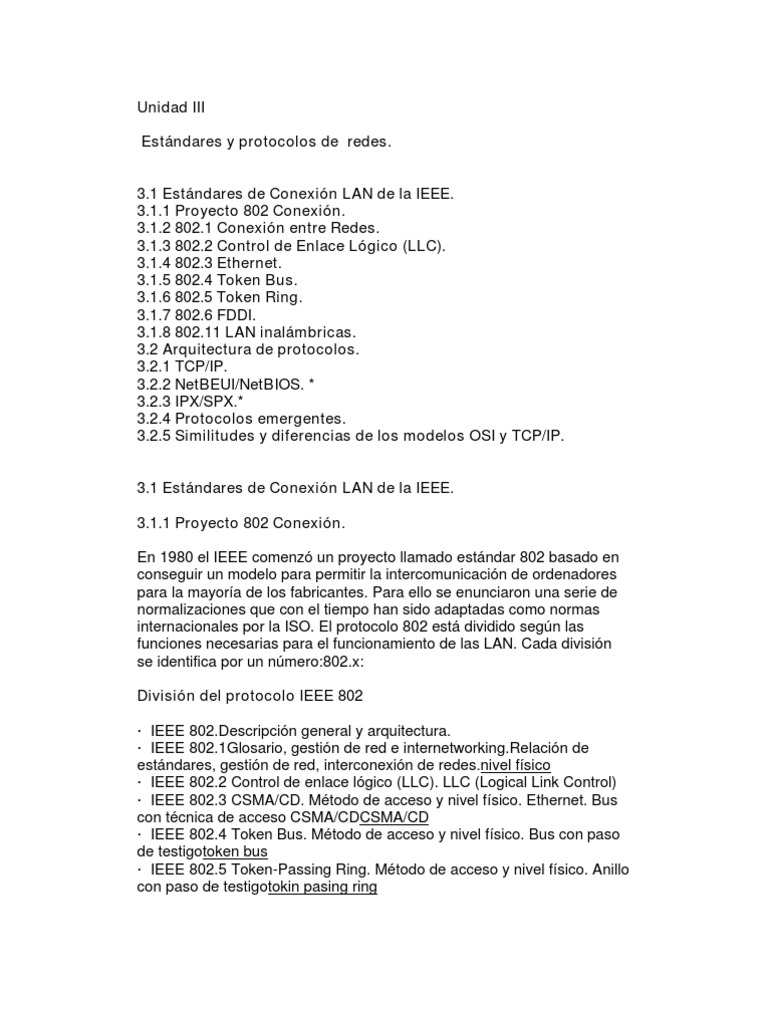 Protocolos | PDF | Estándares de red | Estándares de telecomunicaciones