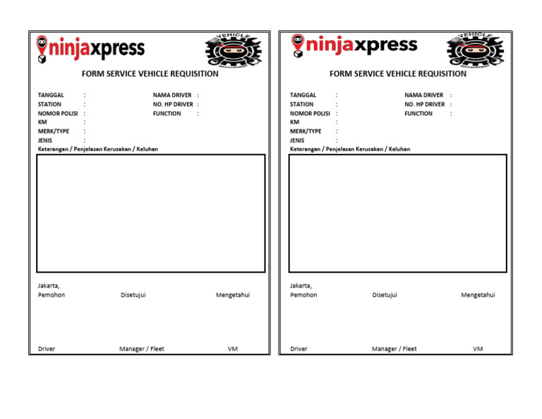 Form Service Vehicle Requisition | PDF