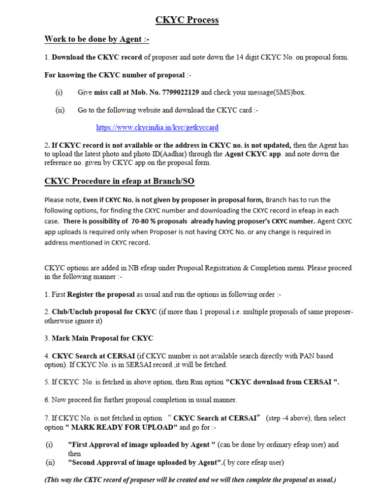 Ckyc Process - One Pager | PDF