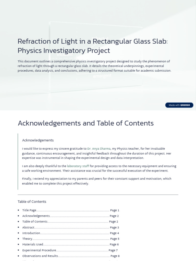 Light Refraction in Glass Slab Experiment | PDF | Refraction ...