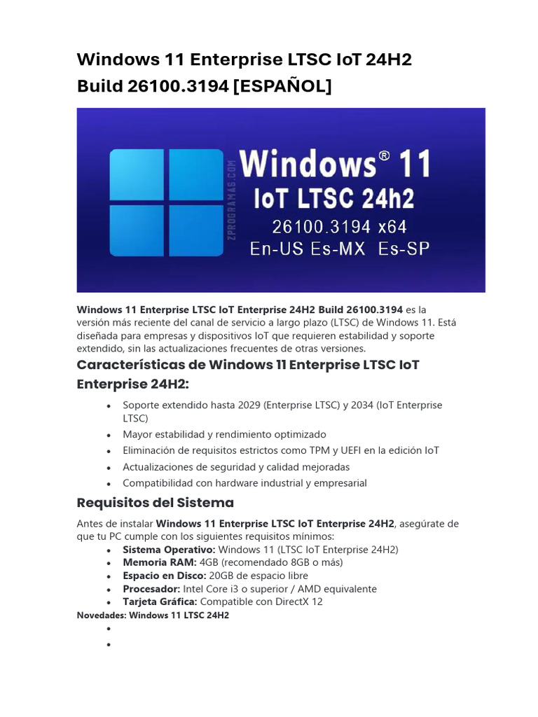 Windows 11 Enterprise LTSC IoT 24H2 Build 26100.3194 | PDF