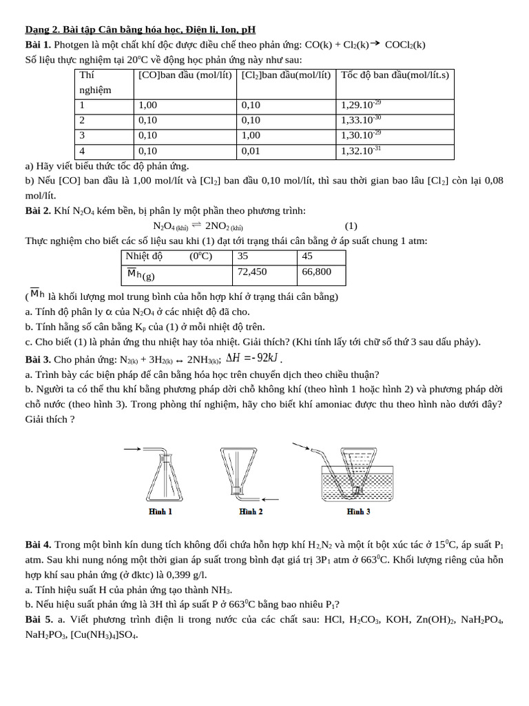 Dang 2 LT Dien Li Can Bang Hoa Hoc | PDF