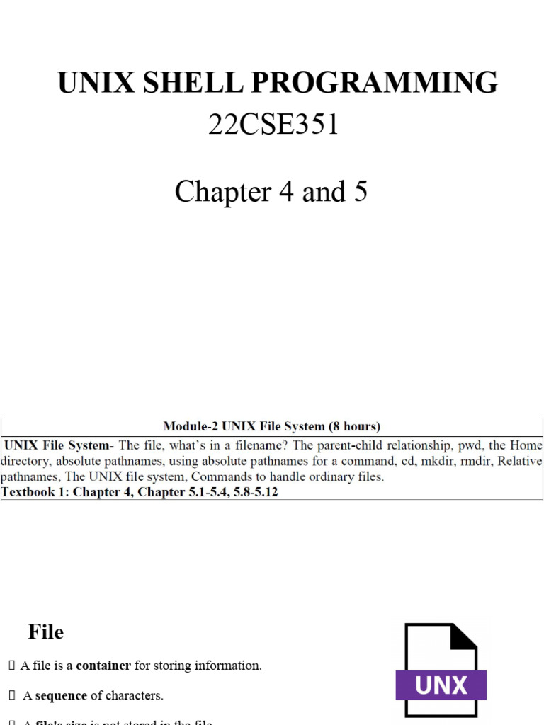UNIX Module 2 Chapter 4 and 5 | PDF | Computer File | Directory (Computing)