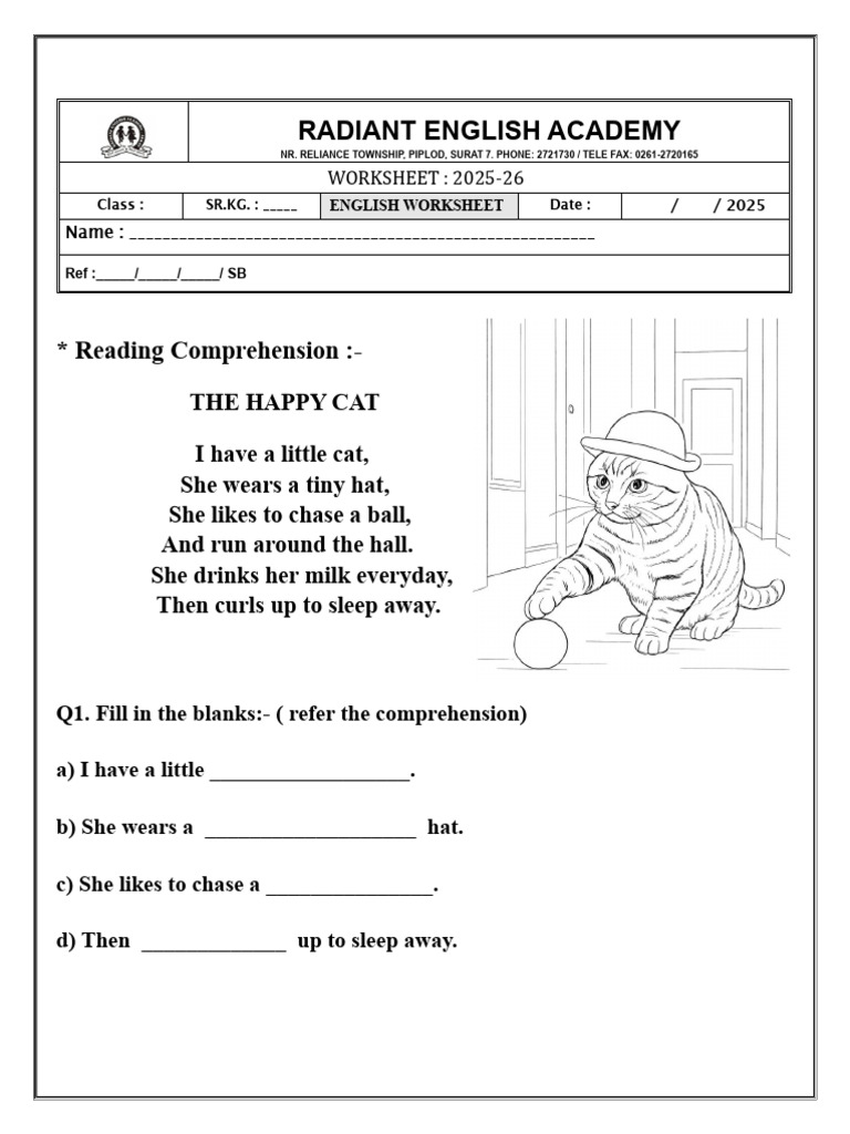 Happy Cat Reading Comprehension Worksheet | PDF