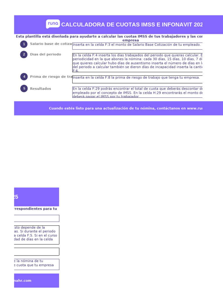 Calculadora Cuotas IMSS e Infonavit 2025 | PDF | Sueldos y salarios ...