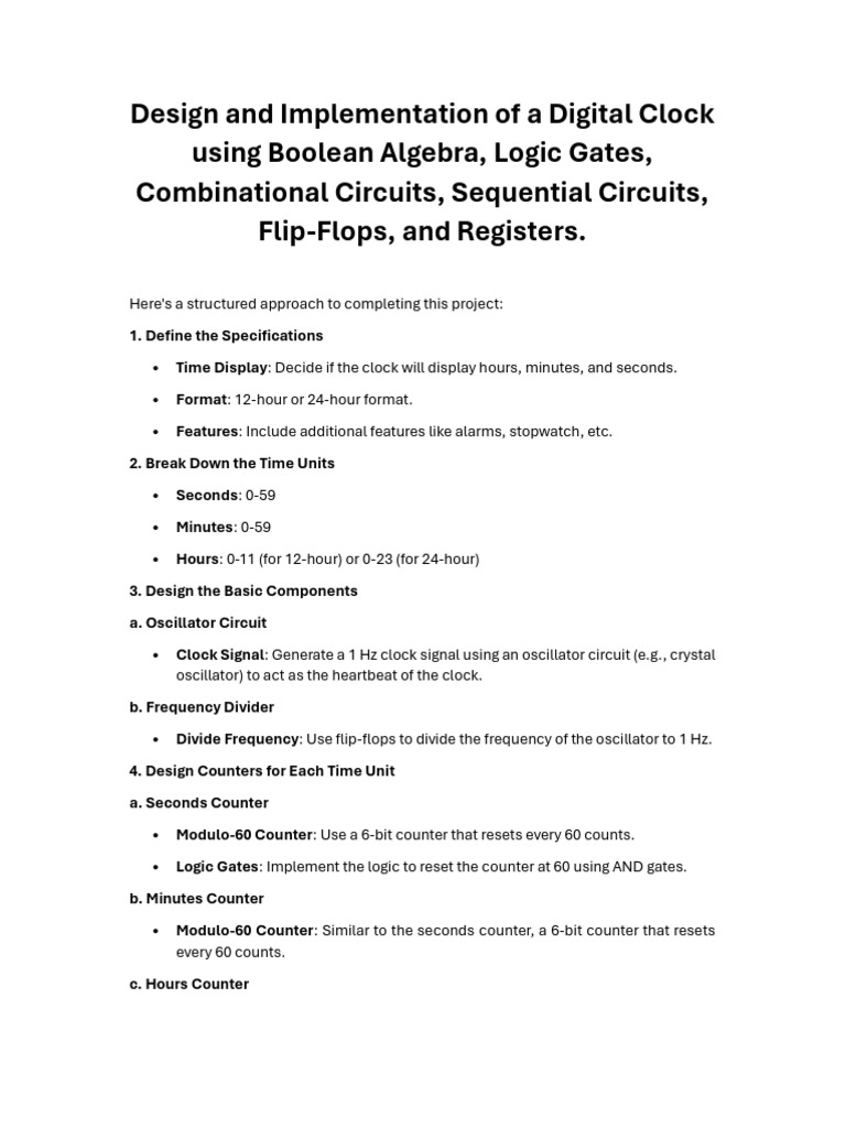 Design and Implementation of A Digital Clock Using Boolean Algebra ...