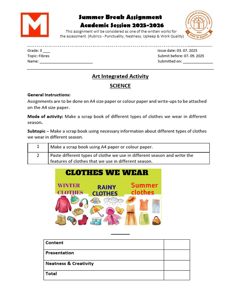 Gr3 Art Integrated Activity Science | PDF