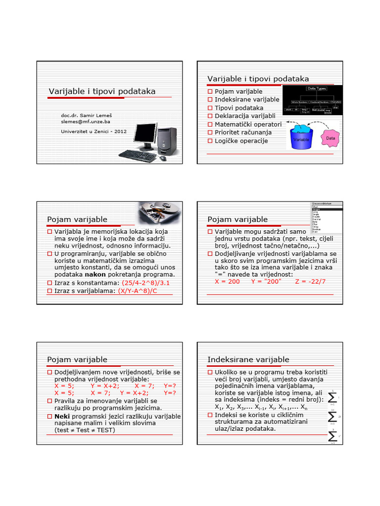 18 Varijable I Tipovi Podataka | PDF