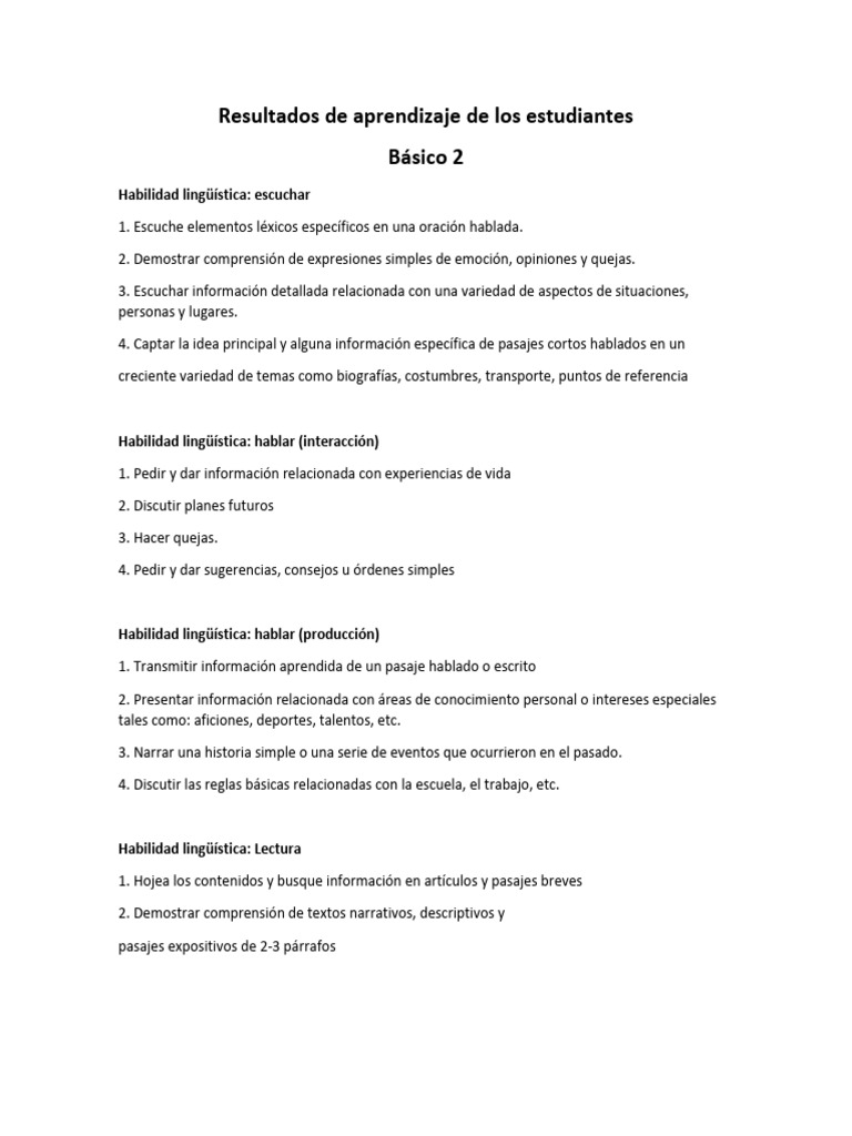 Programa Basico 2 | PDF | Lingüística | Aprendizaje