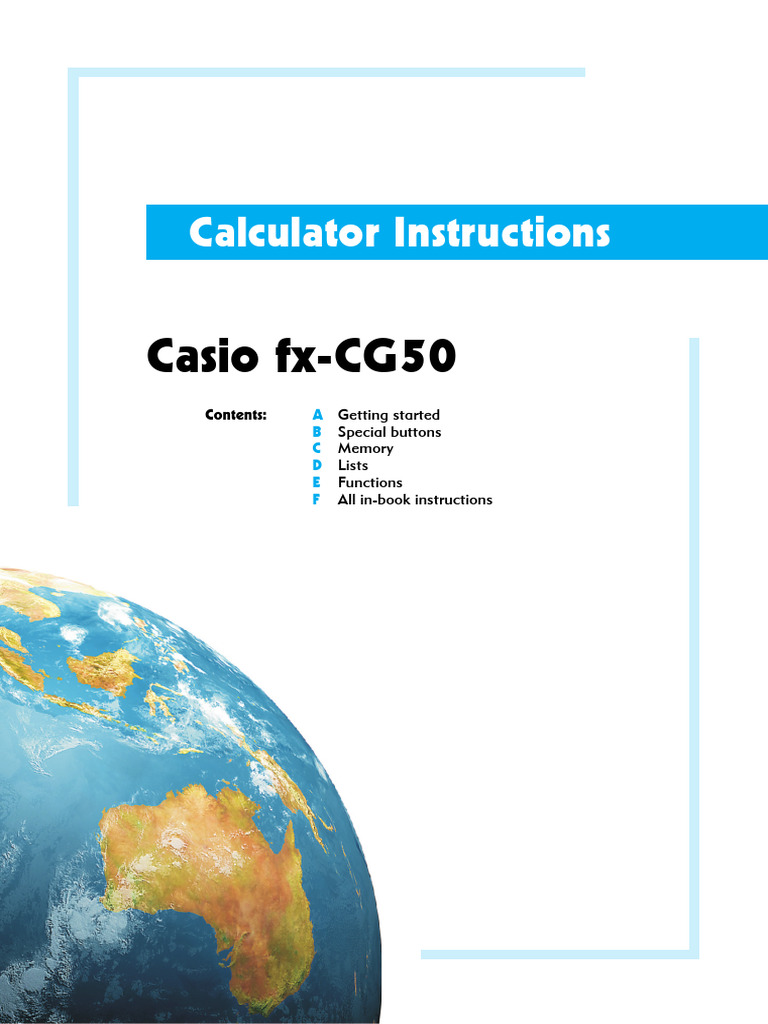 Casio FxCG50 Instruction Booklet | PDF | Trigonometric Functions | Menu ...