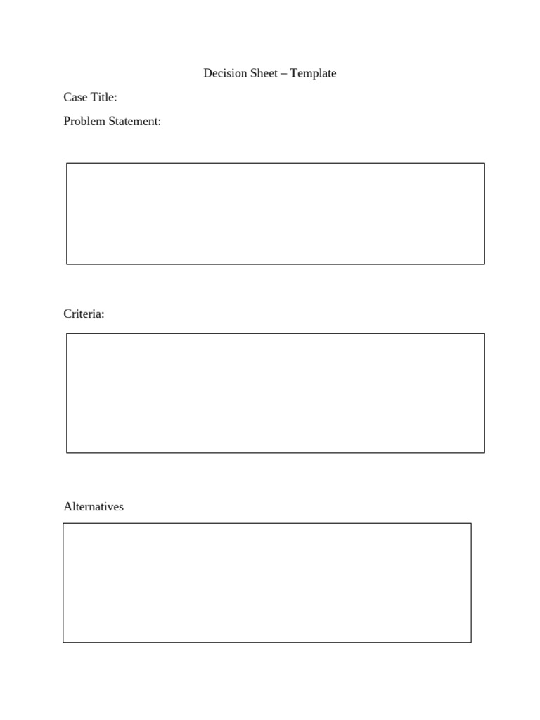 Decision Sheet - Template | PDF