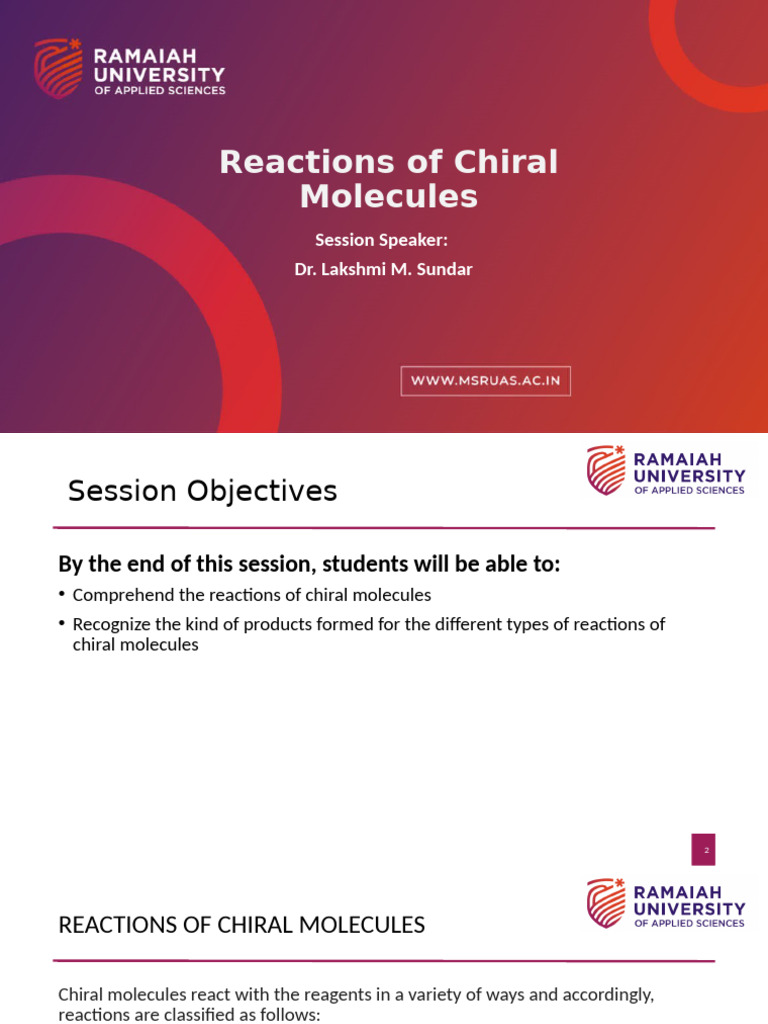 Reactions of Chiral Molecules Explained | PDF | Chirality (Chemistry ...