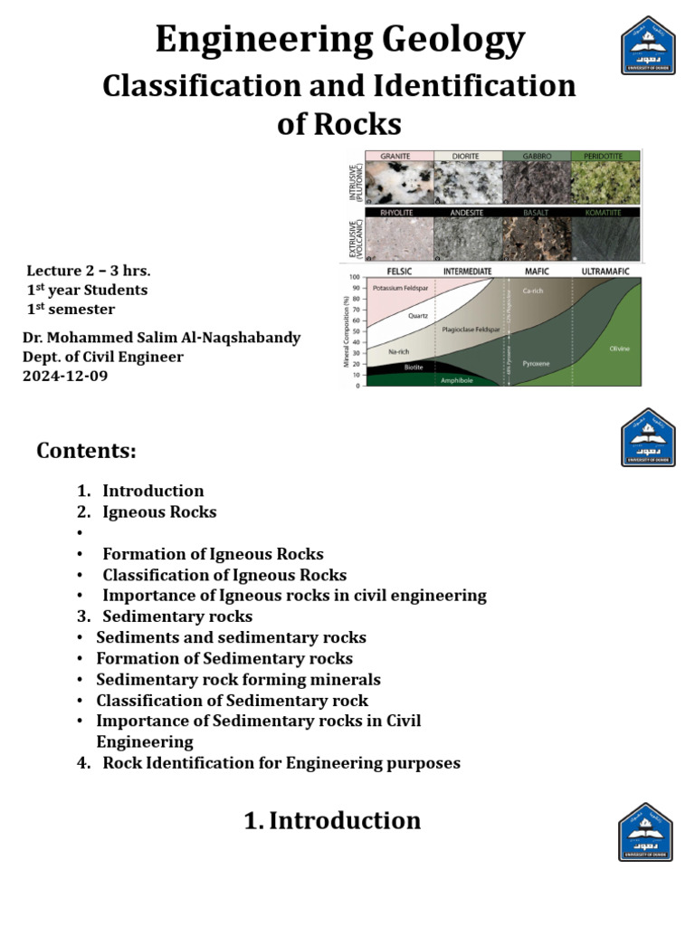 Lecture 4 - Classification and Identification of Rocks | PDF | Igneous ...