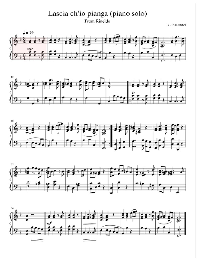 Lacia Cio Pianga (Piano Solo) | PDF