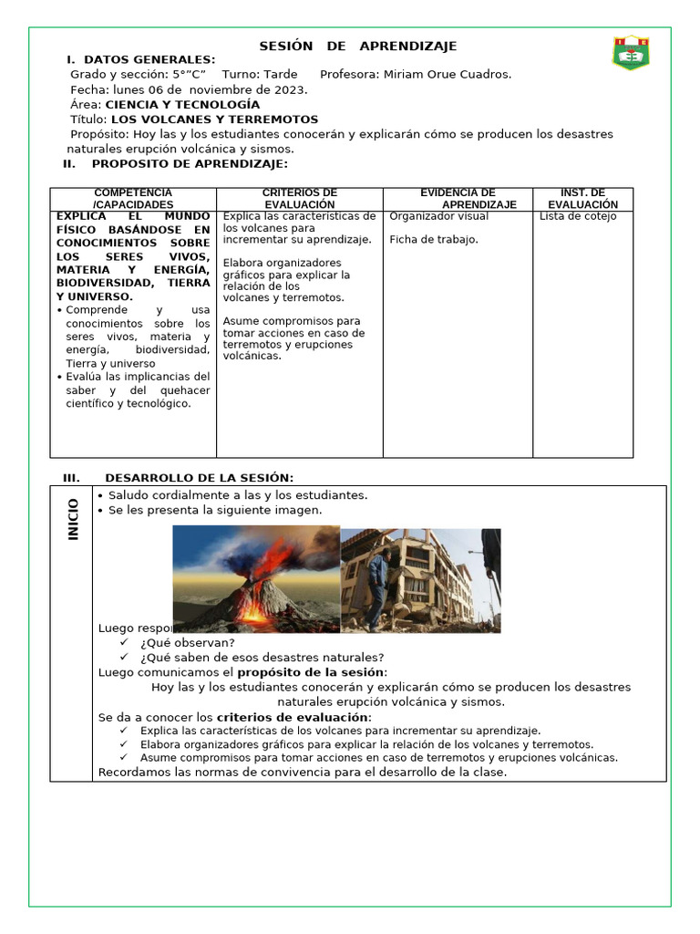 Sesion Lunes 06-11 Los Volcanes y Terremotos | PDF | Temblores | Hipótesis