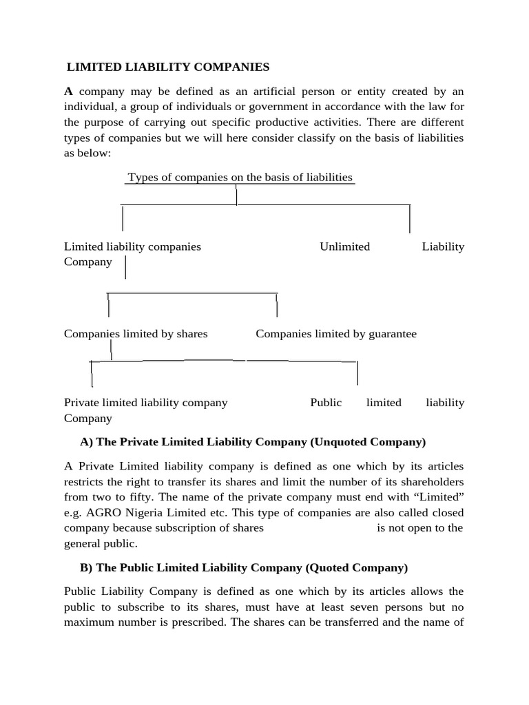Differences in Limited Liability Companies | PDF | Companies | Limited ...