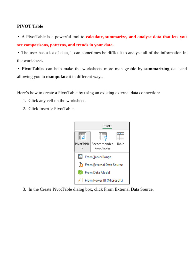 Lect - No. 4 PIVOT Table Com311 | PDF