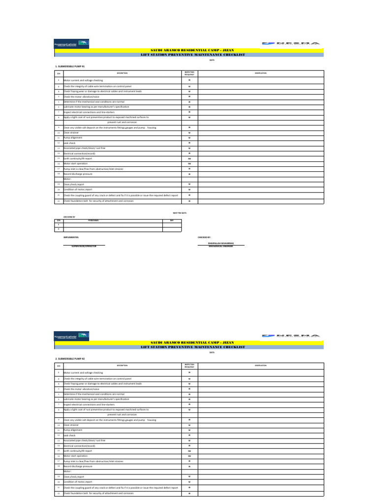 Lift Station Maintenance Checklist | PDF | Pumping Station | Rust